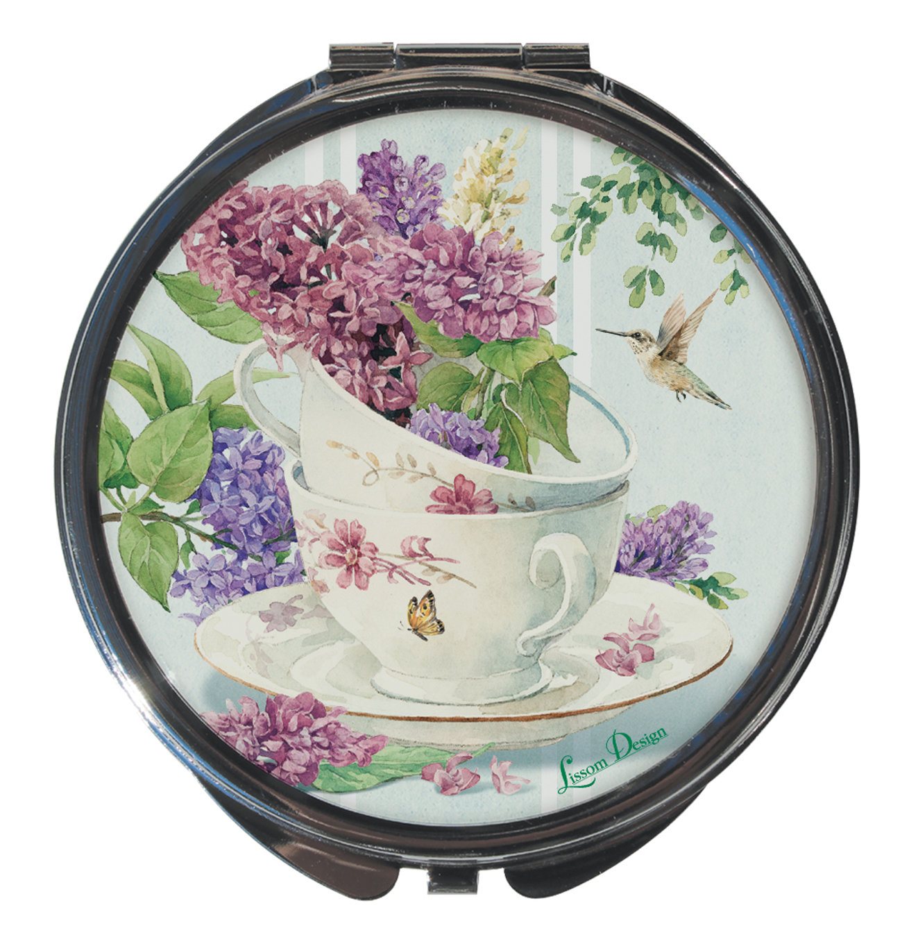 LissomDesign Scent of Lilacs Round Compact Mirror Decorative Box | Wayfair