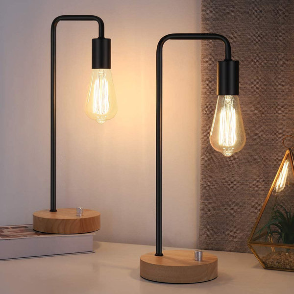Corrigan Studio® Industrial Desk Lamp with Wooden Base, Retro Office ...