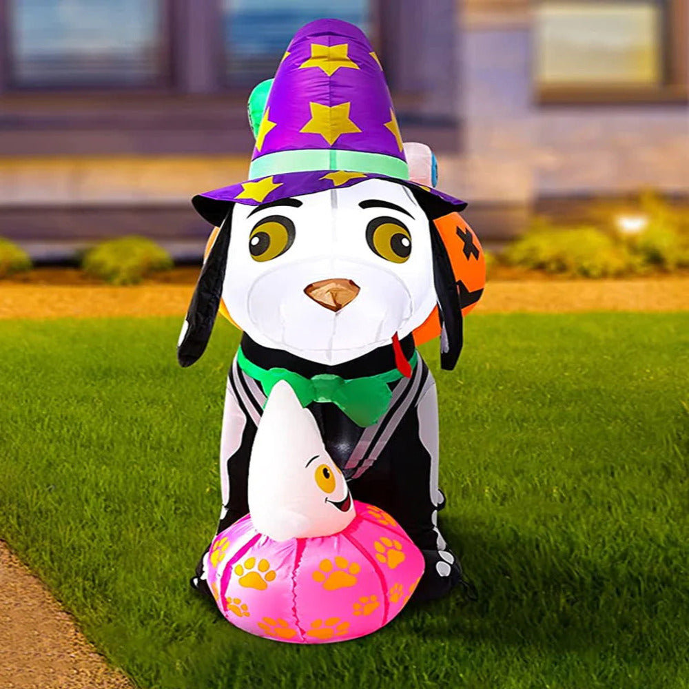 The Holiday Aisle® Skeleton Dog Inflatable Set | Wayfair