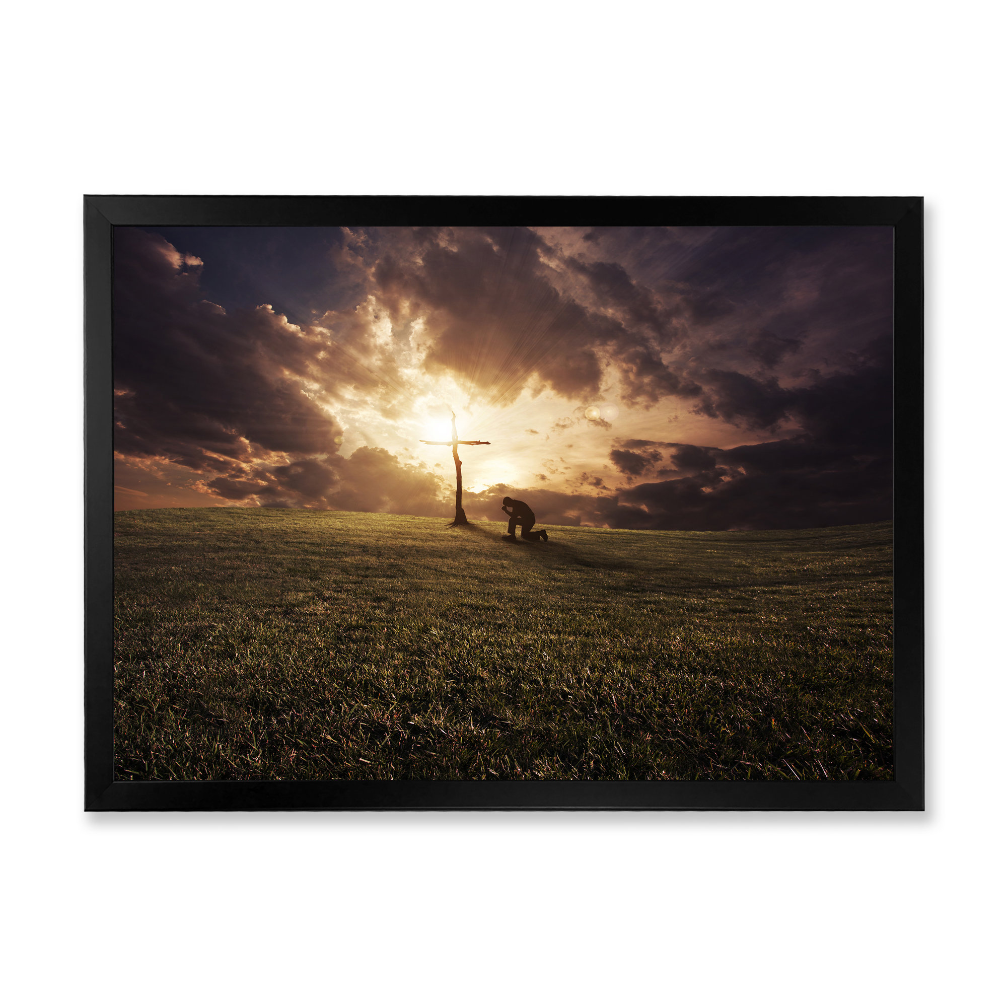 Ebern Designs Regilious Cross Sunset Landscape Regilious Cross Sunset ...