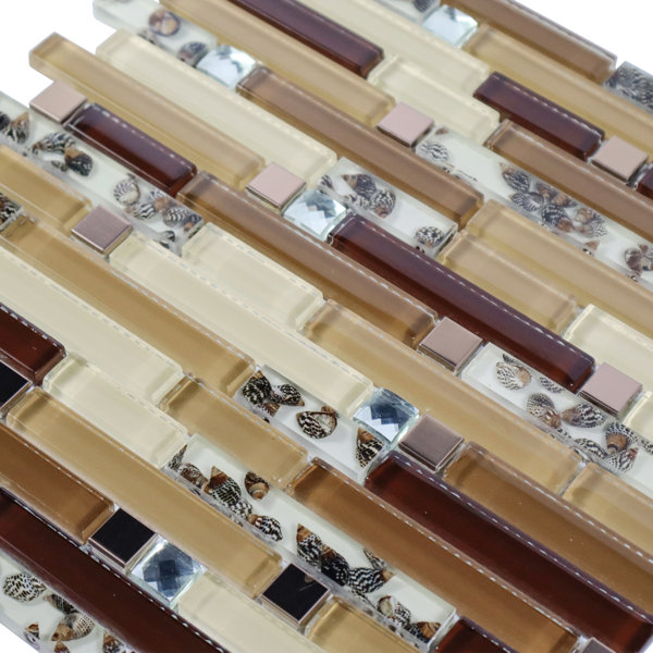 Symple Stuff Cevallos Random Sized Glass Linear Mosaic Wall Tile | Wayfair