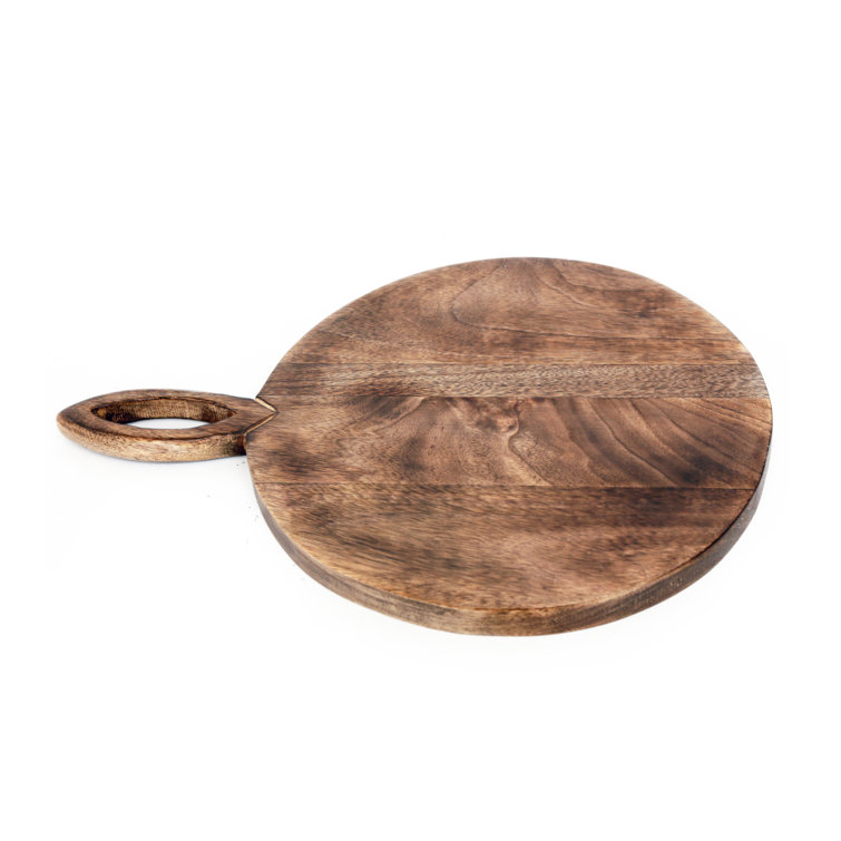 Alpen Home Circular Wooden Chopping Board With Carved Handle 39Cm ...