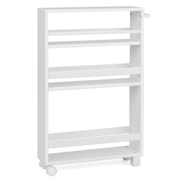 Costway 4-tier Slim Kitchen Storage Cart Narrow Slide Out Trolley ...