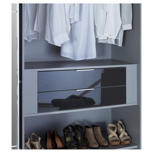 Ebern Designs Block 2 Drawers Inside Width 87 Cm Glass Fronts Gray ...