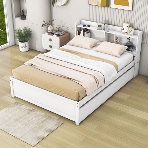 GoBeyondFurniture Full Size Platform Bed with Trundle and Storage ...