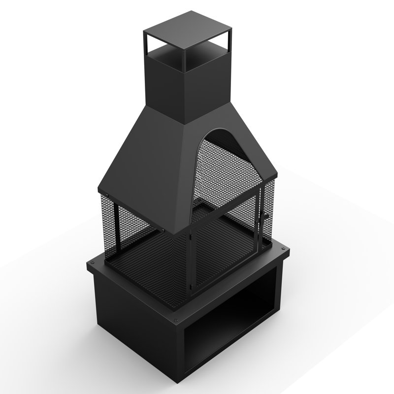 Ebern Designs Zien 42.52" H Iron Wood Burning Outdoor Fireplace ...