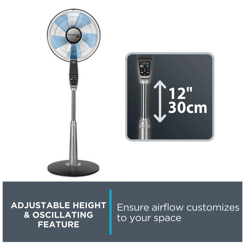 Rowenta Turbo Silence Extreme Stand Fan With 5 Speeds, Oscillating ...