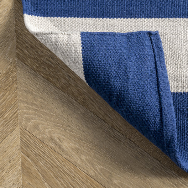 Longshore Tides Massengale Cotton Blue/White Rug | Wayfair