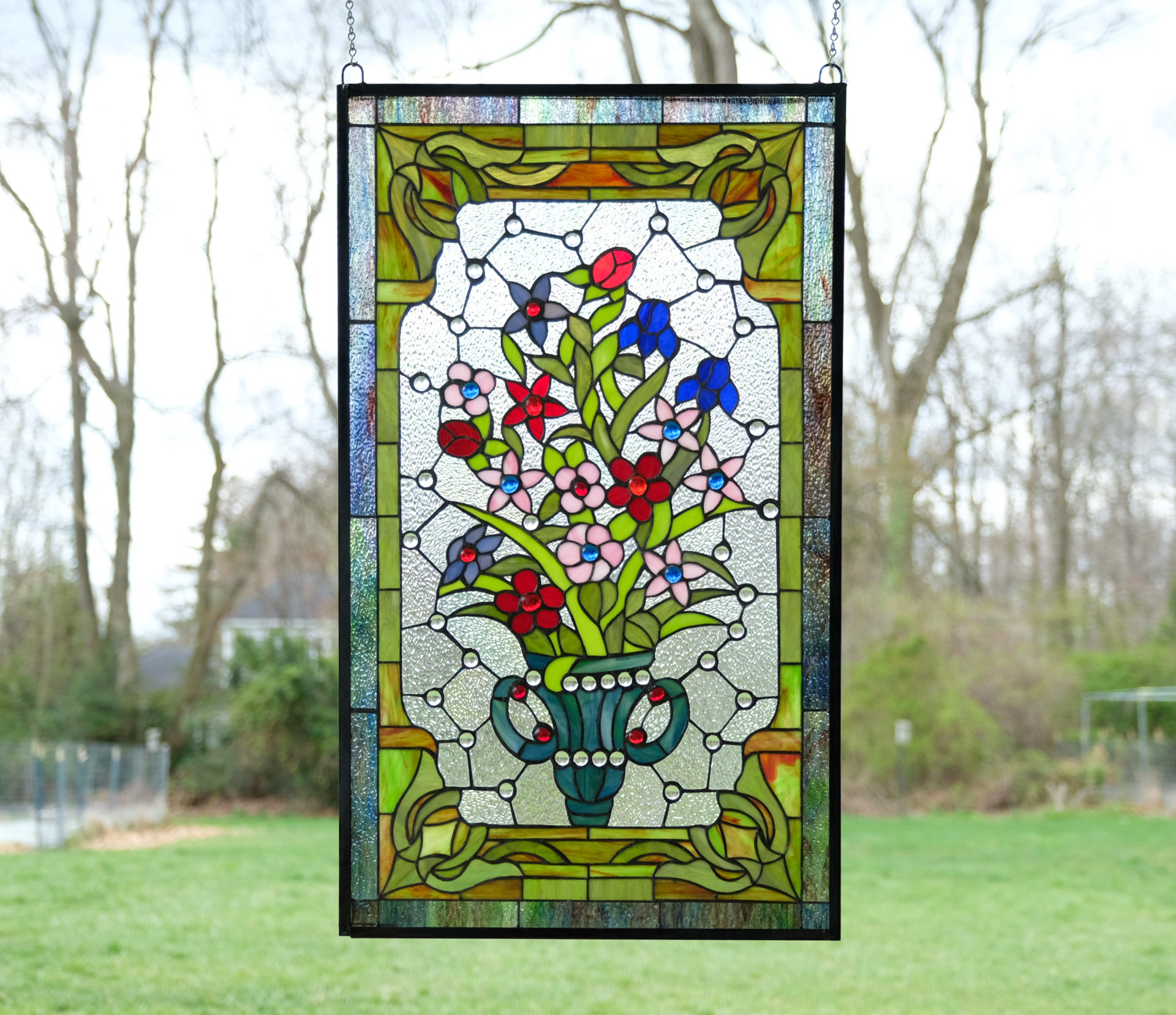 Fleur De Lis Living Large Stained Glass Window Panel | Wayfair