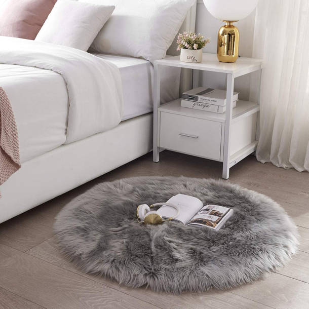 Mercer41 Hughey Faux Fur Gray Rug & Reviews | Wayfair