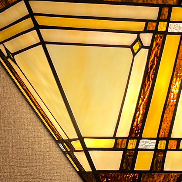 Union Rustic Tiffany Wall Sconces 12" Wide Stained Glass Mission Style ...
