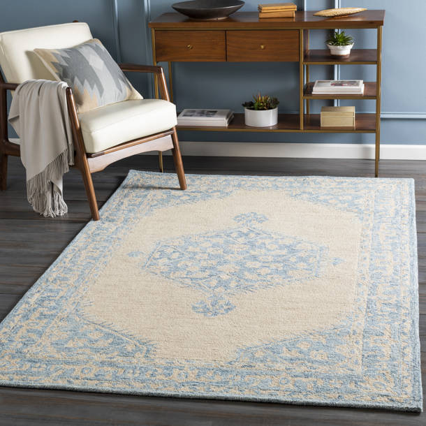 Langley Street Bergmann Handmade Wool Navy/Beige Rug & Reviews | Wayfair