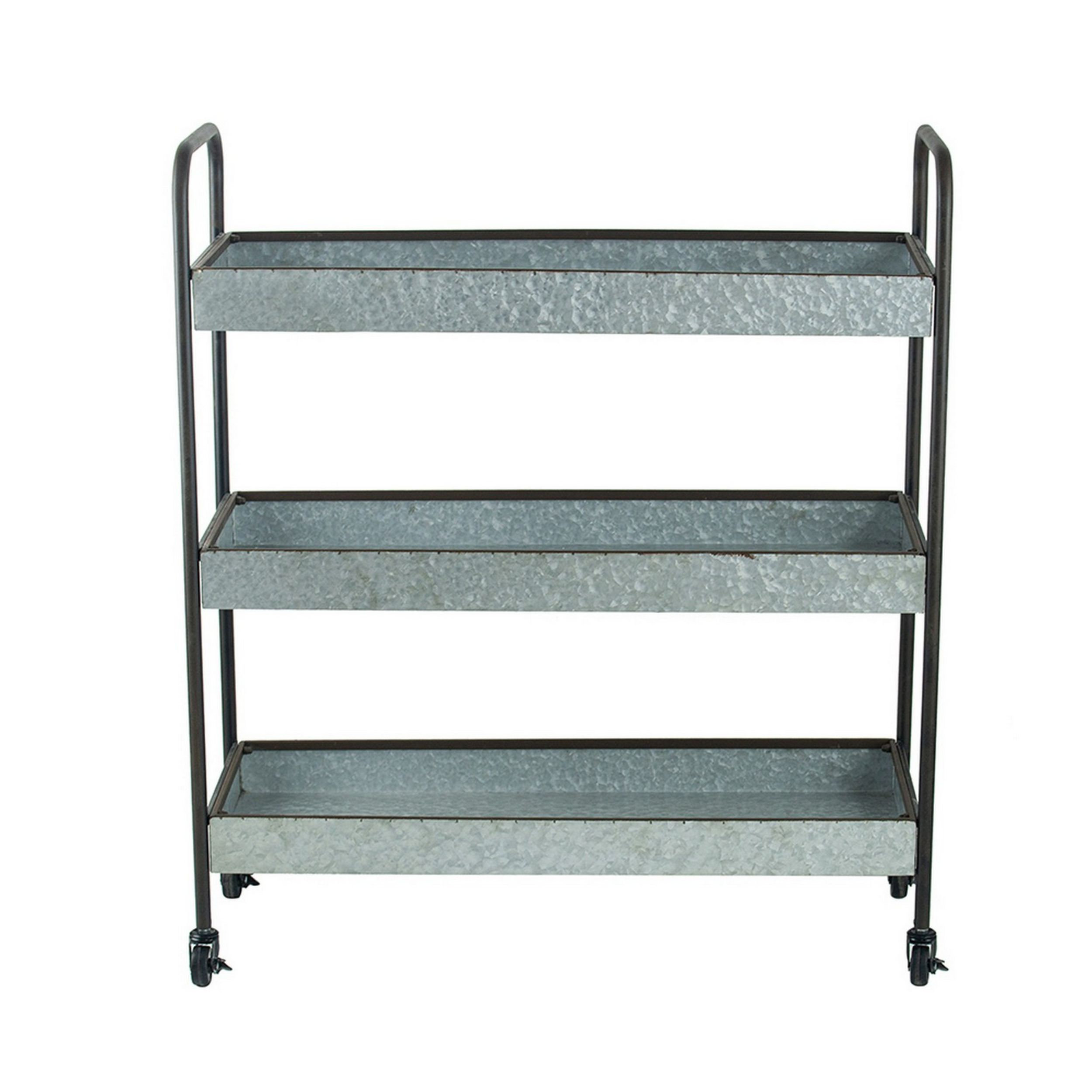 Benjara Metal Rolling Cart with 3 Tier Shelves | Wayfair