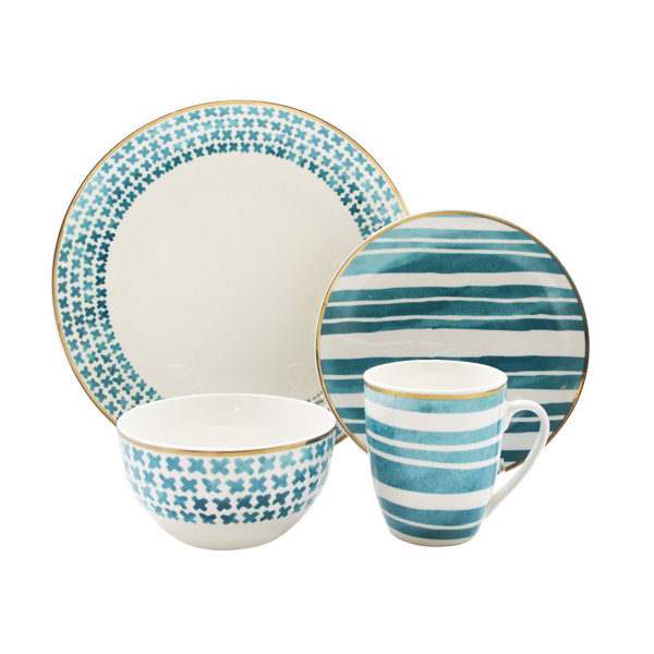 Elle Decor Cherie Porcelain China Dinnerware Set - Service for 4 ...