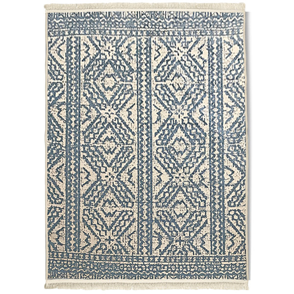 Union Rustic Brooklynrose Handwoven Dark Blue/Cream Rug | Wayfair