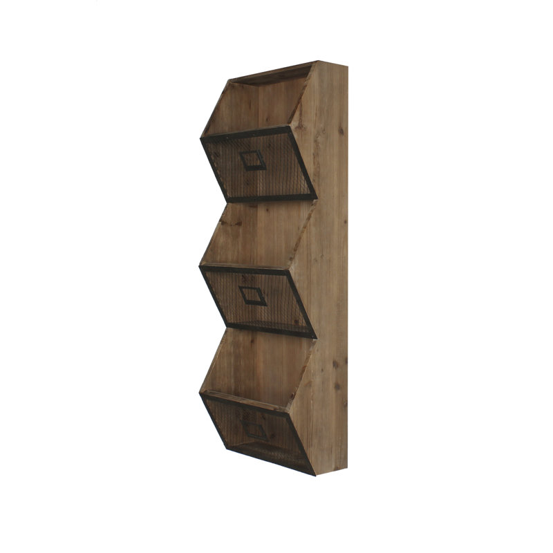 DSOV Burdock 13" x 37" x 7.5" Rustic Wood and Metal Wall Vertical ...