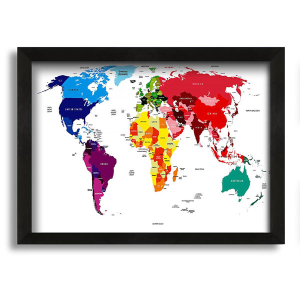 Maturi Map of the World 13 - Picture Frame Art Prints on Canvas ...