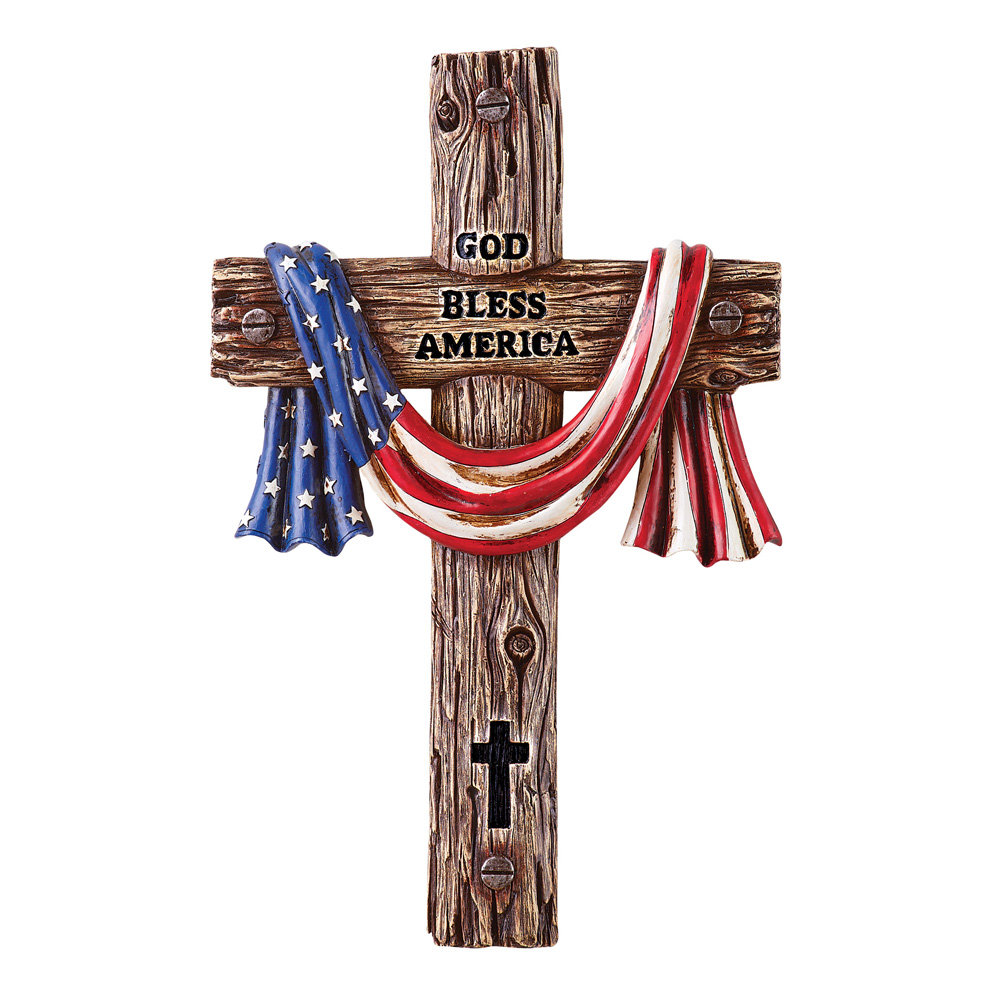 Trinx God Bless America Cross Wall Décor | Wayfair