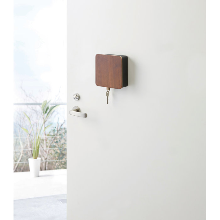 Yamazaki Home Square Magnetic Key Cabinet, Wood Accented Keychain ...
