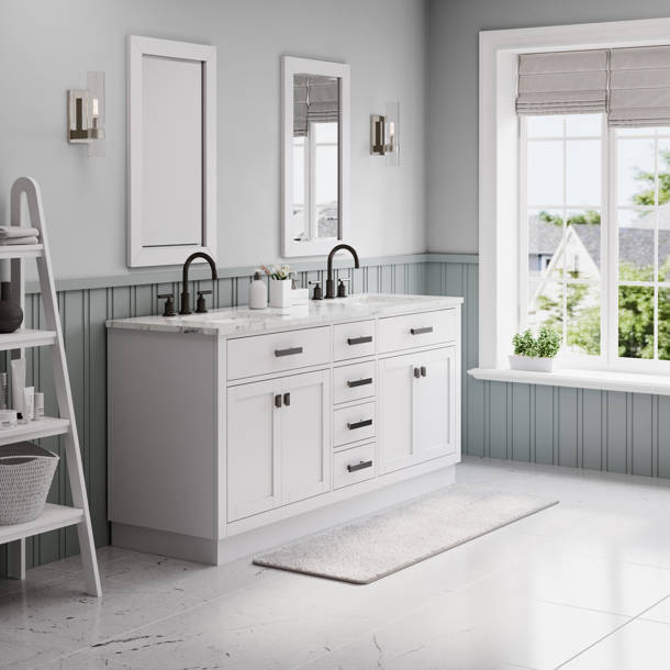 Water Creation 72'' Free-standing Double Bathroom Vanity with Carrara ...