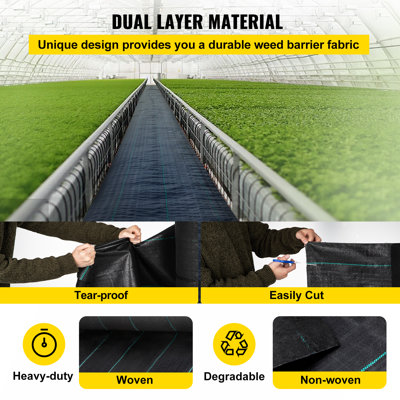 VEVOR Weed Barrier, Landscape Fabric, Cover Mat Heavy Duty Woven Grass ...