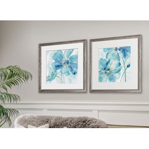 Latitude Run® Blue Spring Poppy I 2 Piece Framed Print Set & Reviews ...