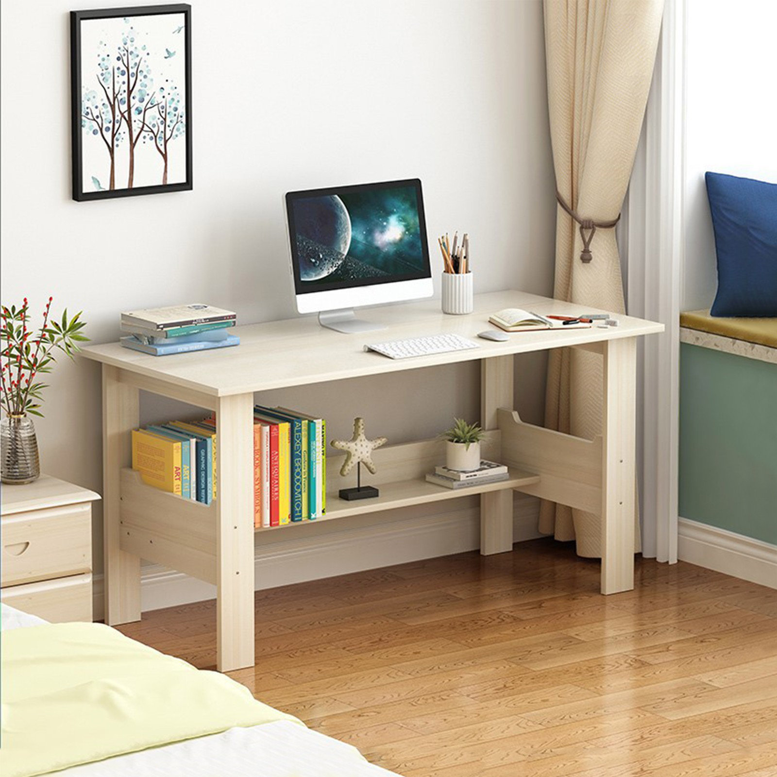 Inbox Zero Home Computer Desk Bedroom Laptop Desk Workstation for ...