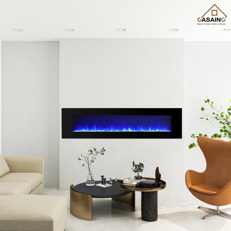 CASAINC 84'' Recessed Electric Fireplace in Black with Remote Control ...