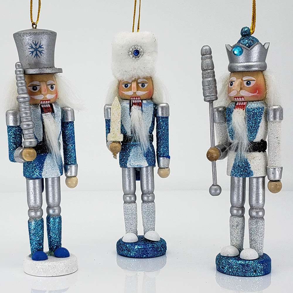 The Holiday Aisle® 3 Piece Snow Fantasy Nutcracker Hanging Figurine ...
