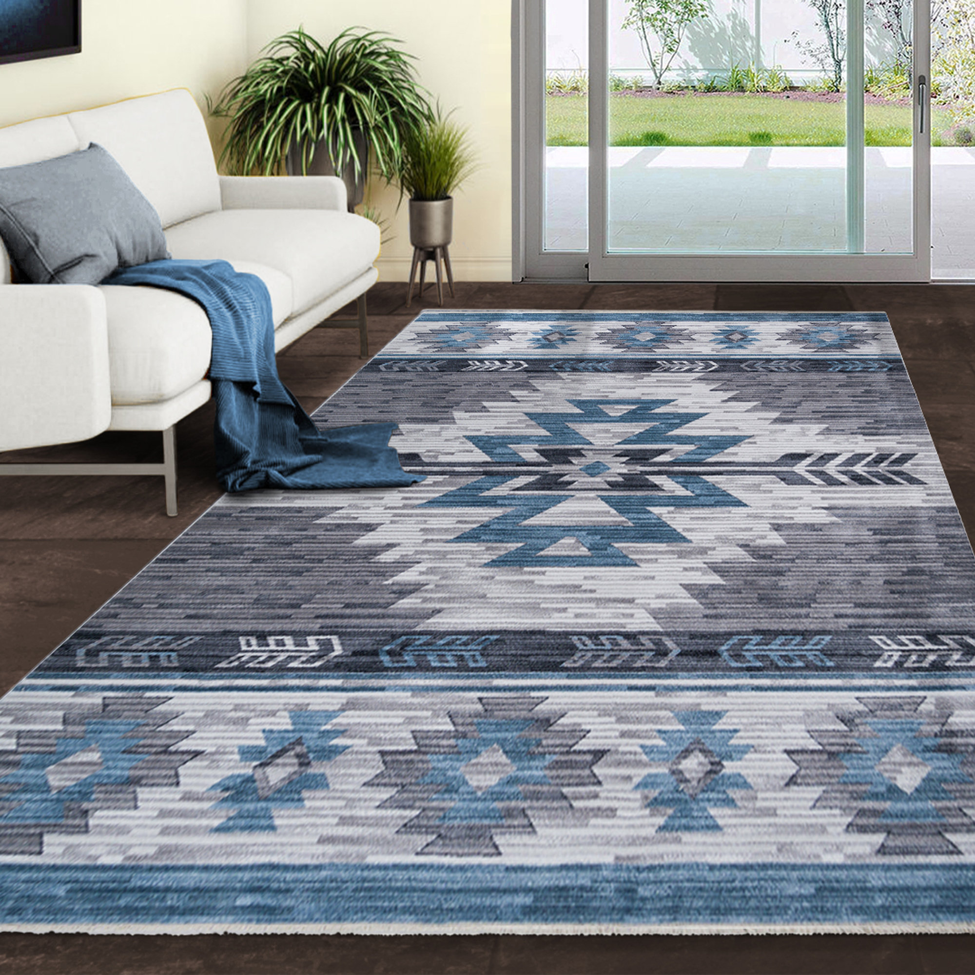 Union Rustic Adelayne Accent Rug In Blue With Aegean Blue Spirit Ward ...