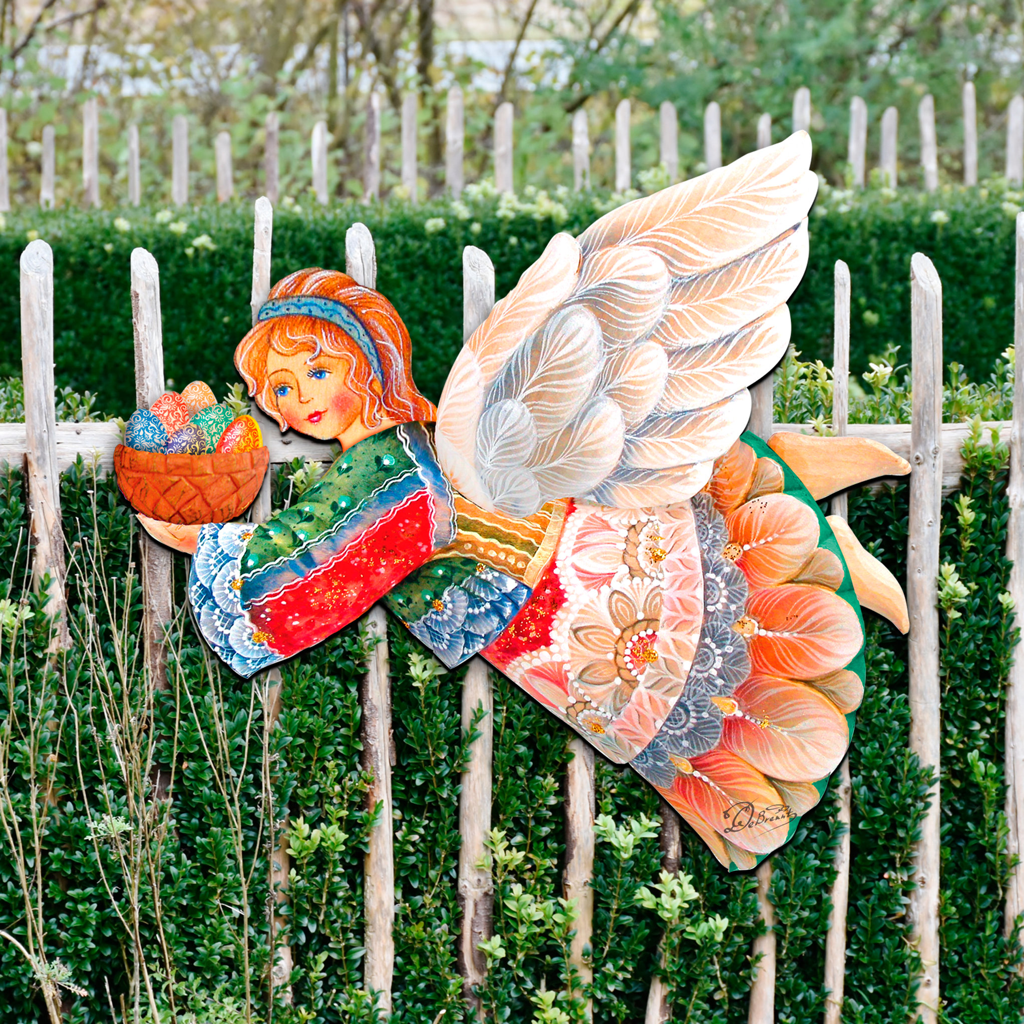 Designocracy Flying Easter Angel Wooden Decorative Door Hanger Wall ...
