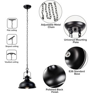 Williston Forge Waynetown 1 - Light Black Single Pendant & Reviews ...