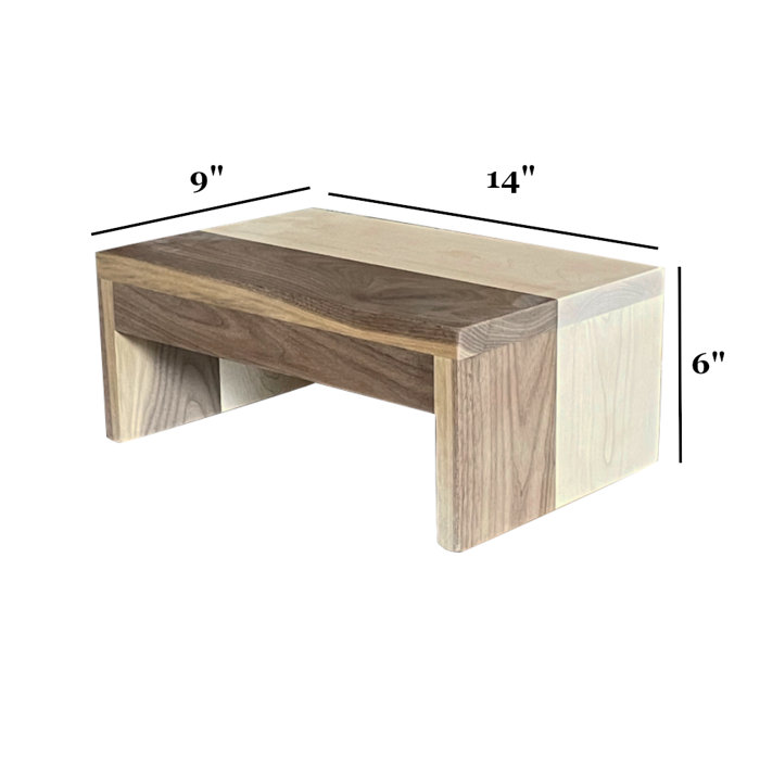 Gracie Oaks Modern Wood Step Stool In Walnut Cherry | Wayfair