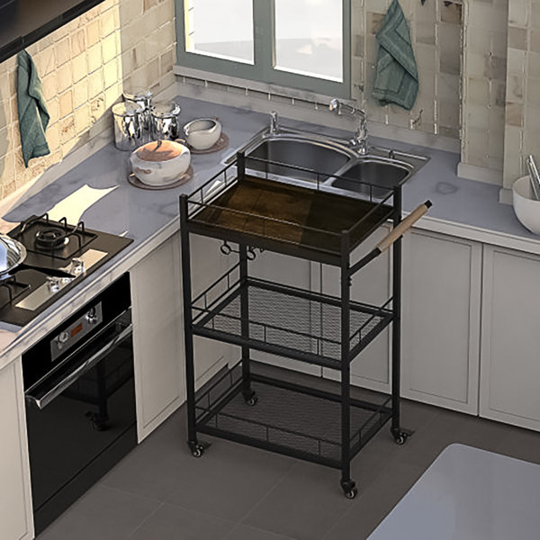 SODF JFIT 3 Tier Metal Mesh Rolling Storage Cart, Mesh Storage Pantry ...