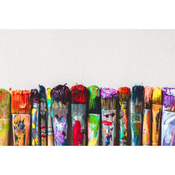 Ebern Designs Artist Paint Brushes - Wrapped Canvas Photograph | Wayfair