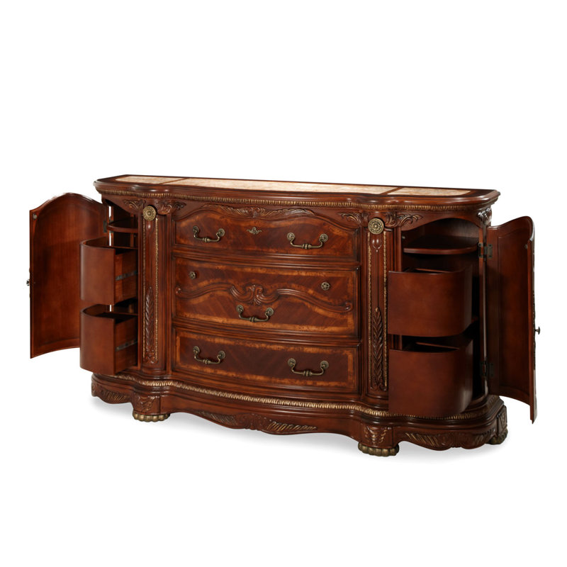 Michael Amini Cortina Honey Walnut 3 - Drawer Dresser & Reviews | Wayfair