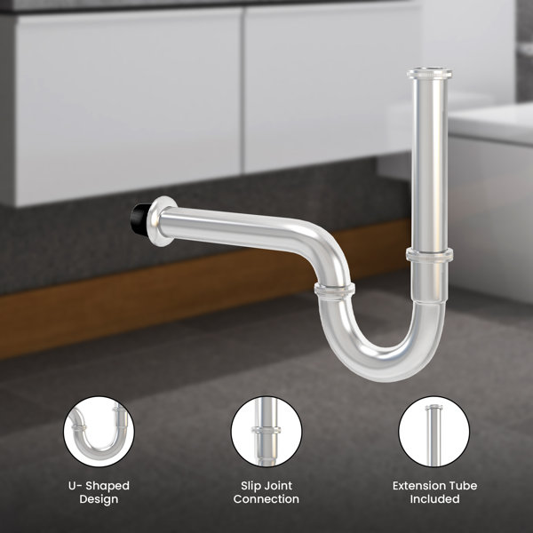 Ayna Decors Brass P Trap, 1 1/4 Bathroom Basin Waste Trap Drain Kit ...