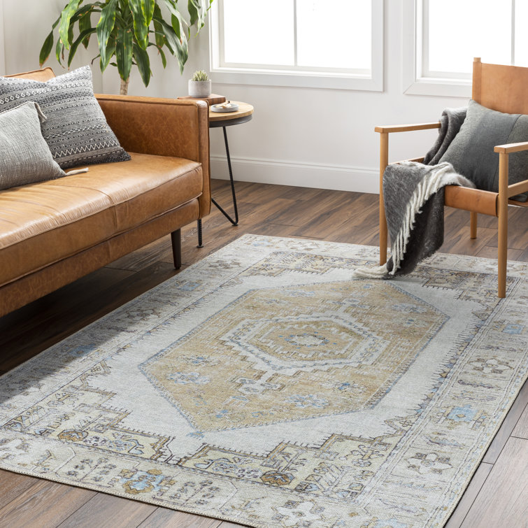 Langley Street Westbrook Machine Woven Khaki/Yellow Rug | Wayfair