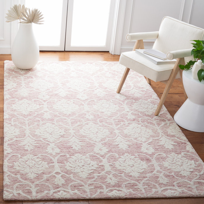 Ophelia & Co. Hornersville Handmade Wool Pink/Ivory Rug & Reviews | Wayfair