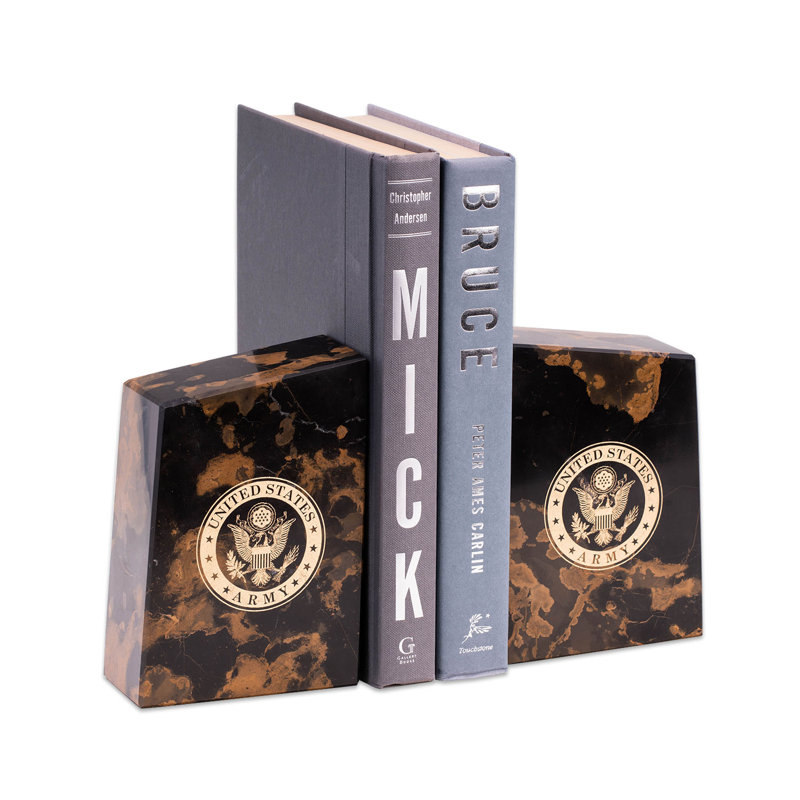 Trinx Genuine Marble 6" Tall Pair of Army Bookends | Wayfair