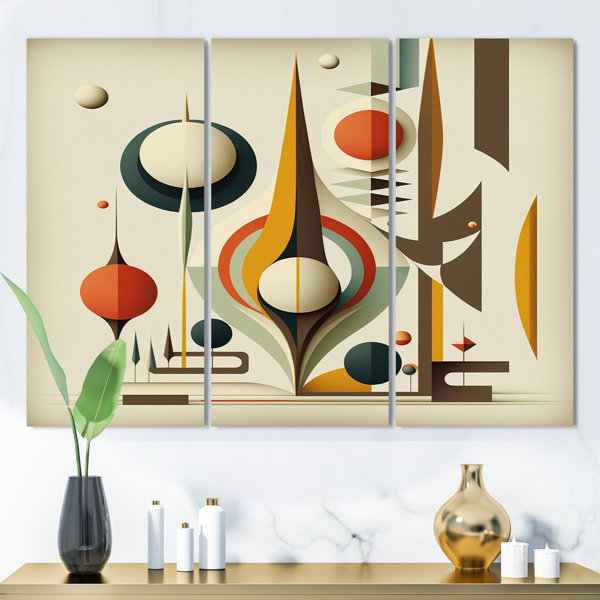 DesignArt Vintage Mid-Century Graphics VI - 3 Piece Print on Canvas ...