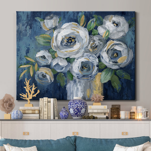 Winston Porter Indigo Touch Of Gold On Canvas Print & Reviews | Wayfair
