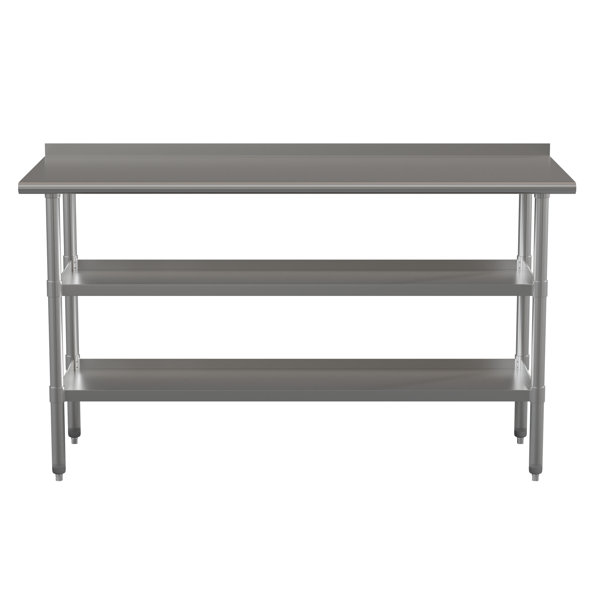 Flash Furniture NSF Stainless Steel 18 Gauge Work Table - Backsplash ...