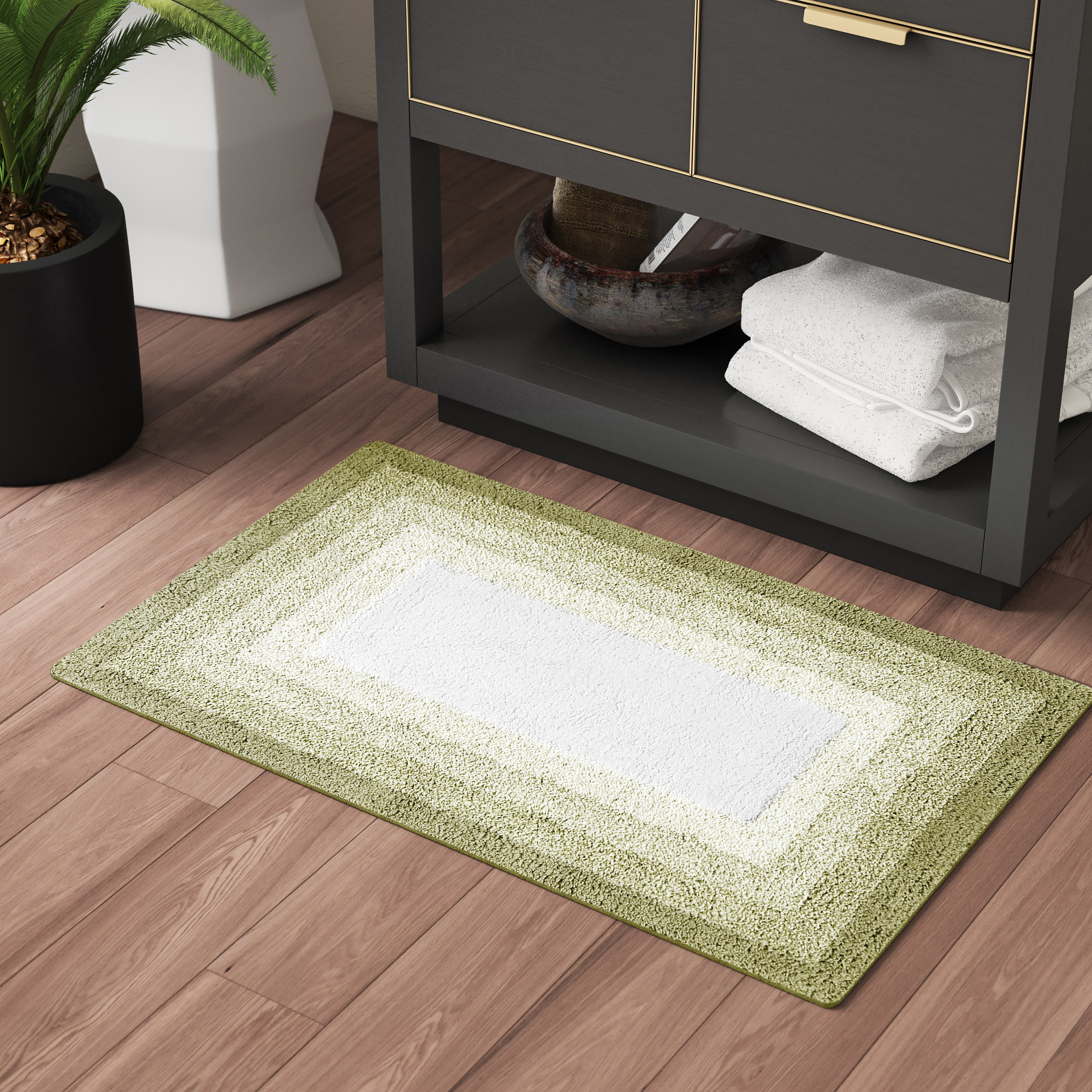 Latitude Run® Zenda Crofoot Ombre Border Bath Rug Set & Reviews | Wayfair