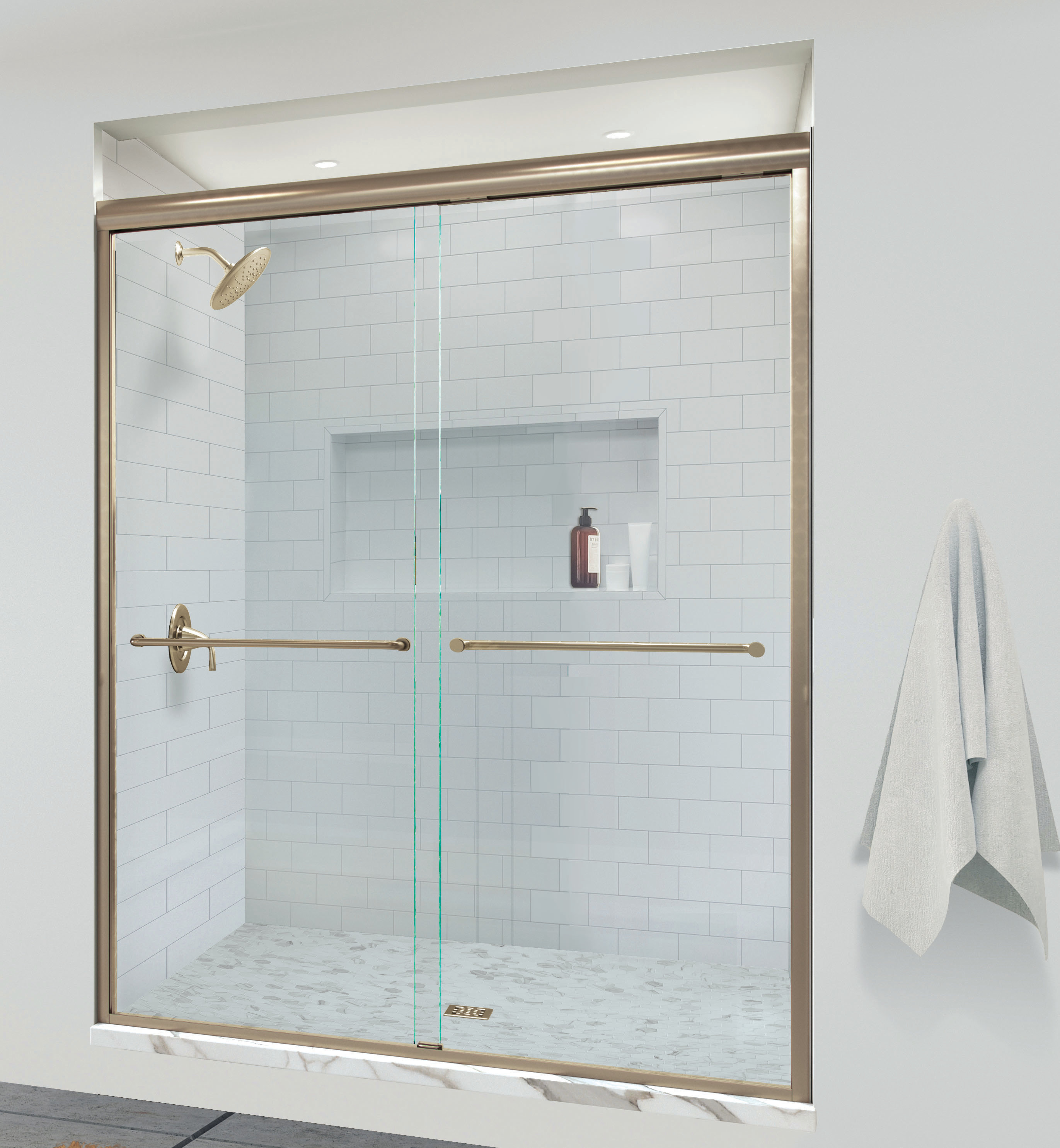 Basco Infinity 43'' - 47'' W x 70'' H Bypass Semi-Frameless Shower Door ...