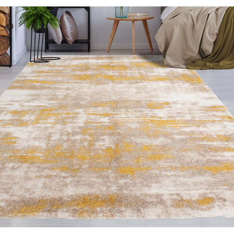 17 Stories Alban Performance Gold/Beige Rug & Reviews | Wayfair
