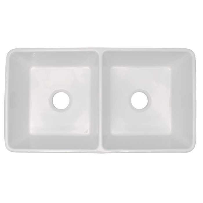 Alpha International 18'' W Double Bowl Fireclay Farmhouse Kitchen Sink ...