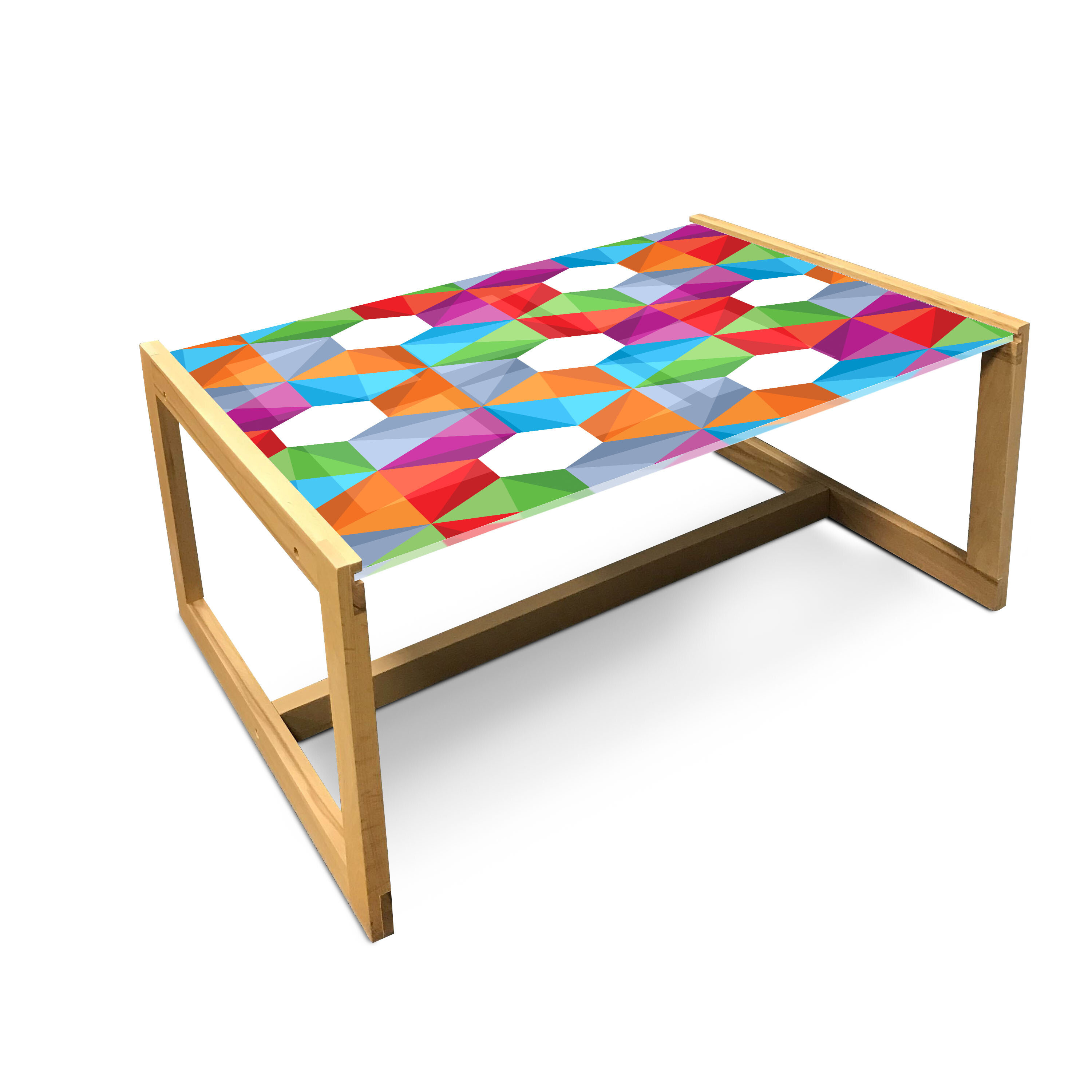 East Urban Home Geometric Coffee Table, Colorful Retro Geometric ...