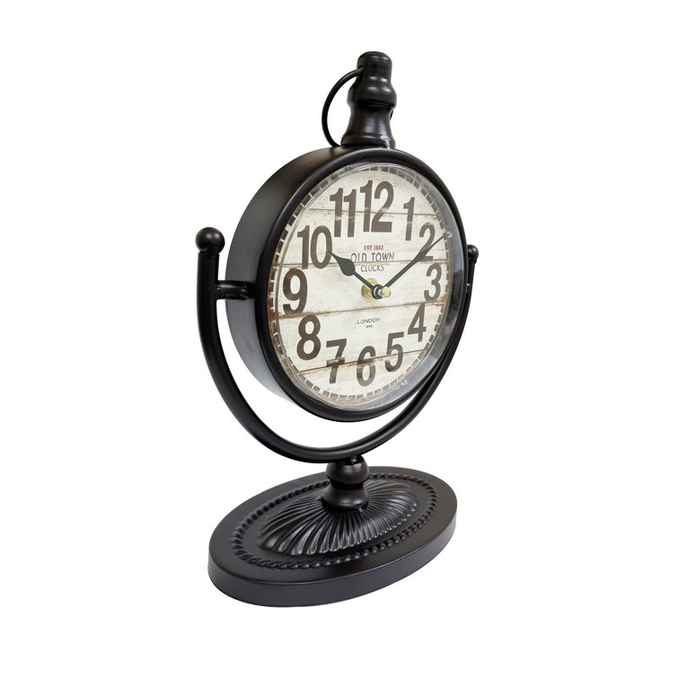Winston Porter Traditional Analog Quartz Tabletop Clock in Brown ...