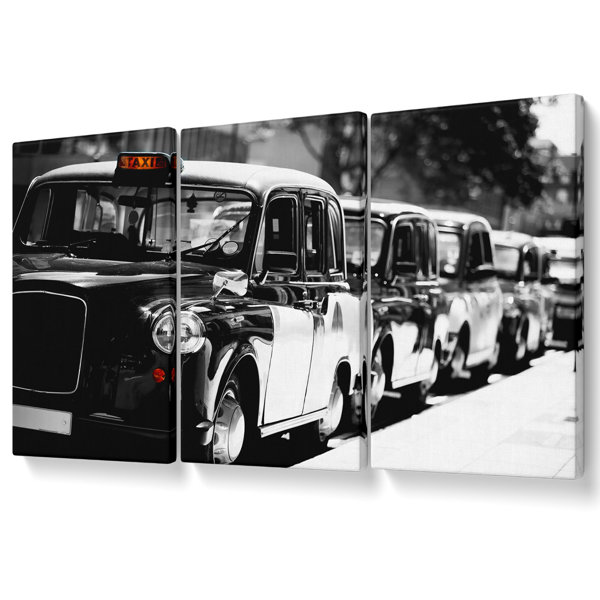 Ebern Designs London Black Cabs - 3 Piece Wrapped Canvas Graphic Art ...